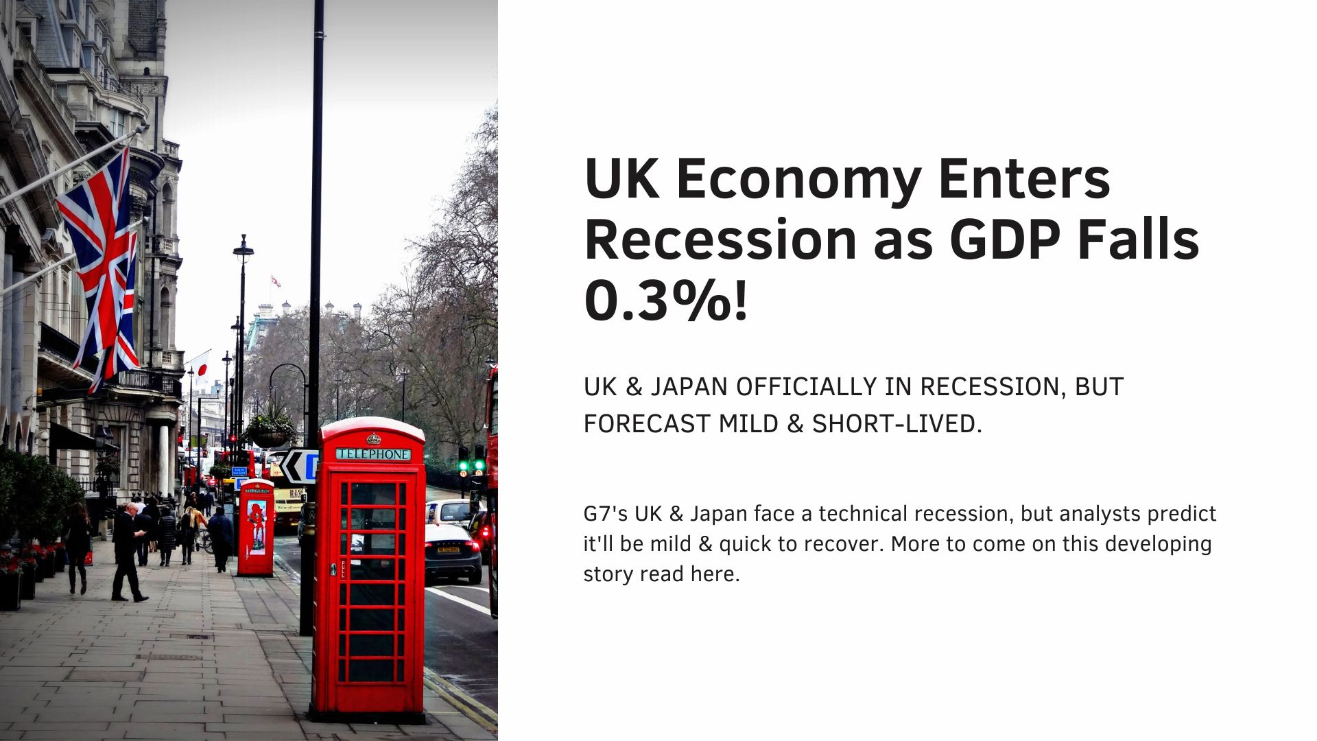 UK Economy Enters Recession as GDP Falls 0.3%!